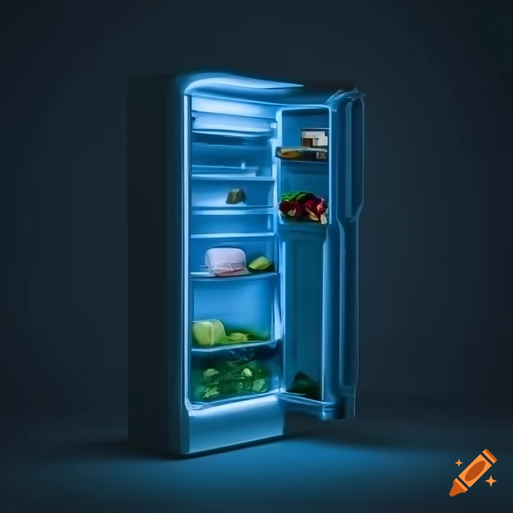 Photorealistic picture of a fridge in dark lighting on Craiyon