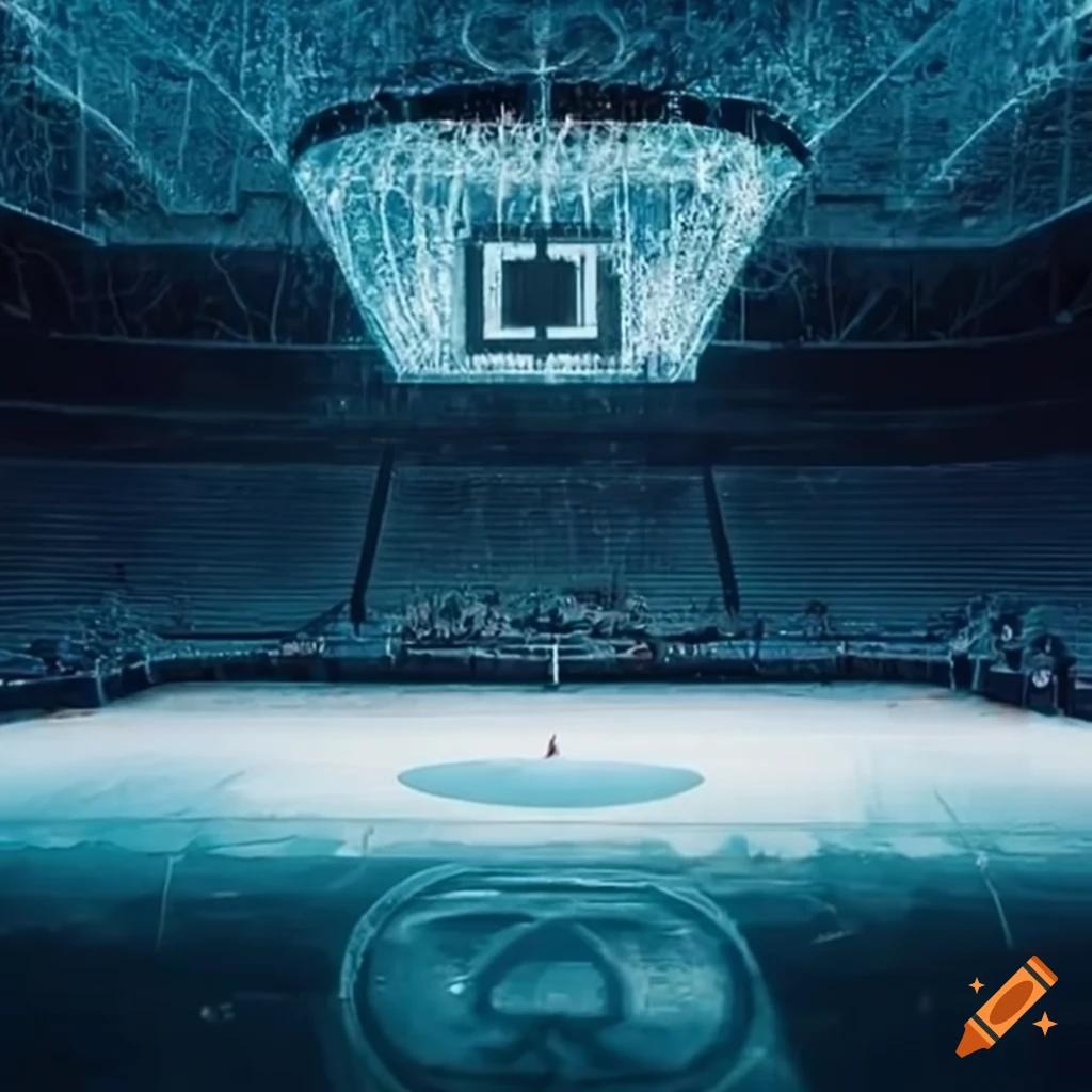 Frozen basketball court on Craiyon