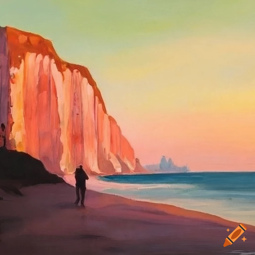 Vintage travel painting of the iconic coast of the isle of wight on Craiyon