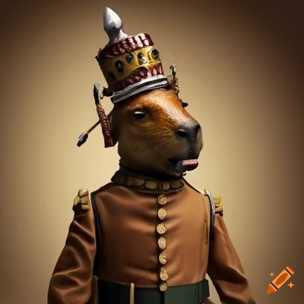 Victorian humanoid capybara soldier illustration on Craiyon