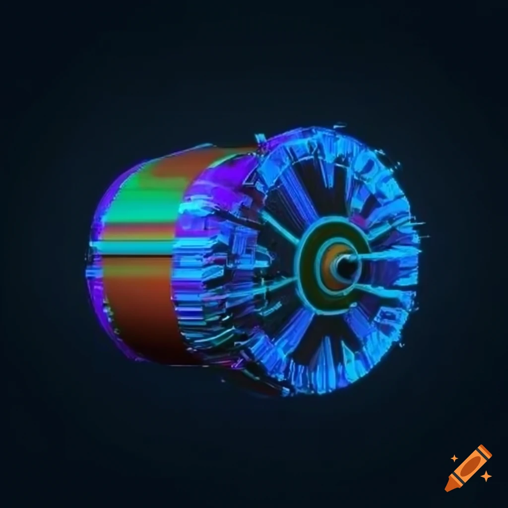 3D drawing of an innovative electric motor in isometric perspective on ...