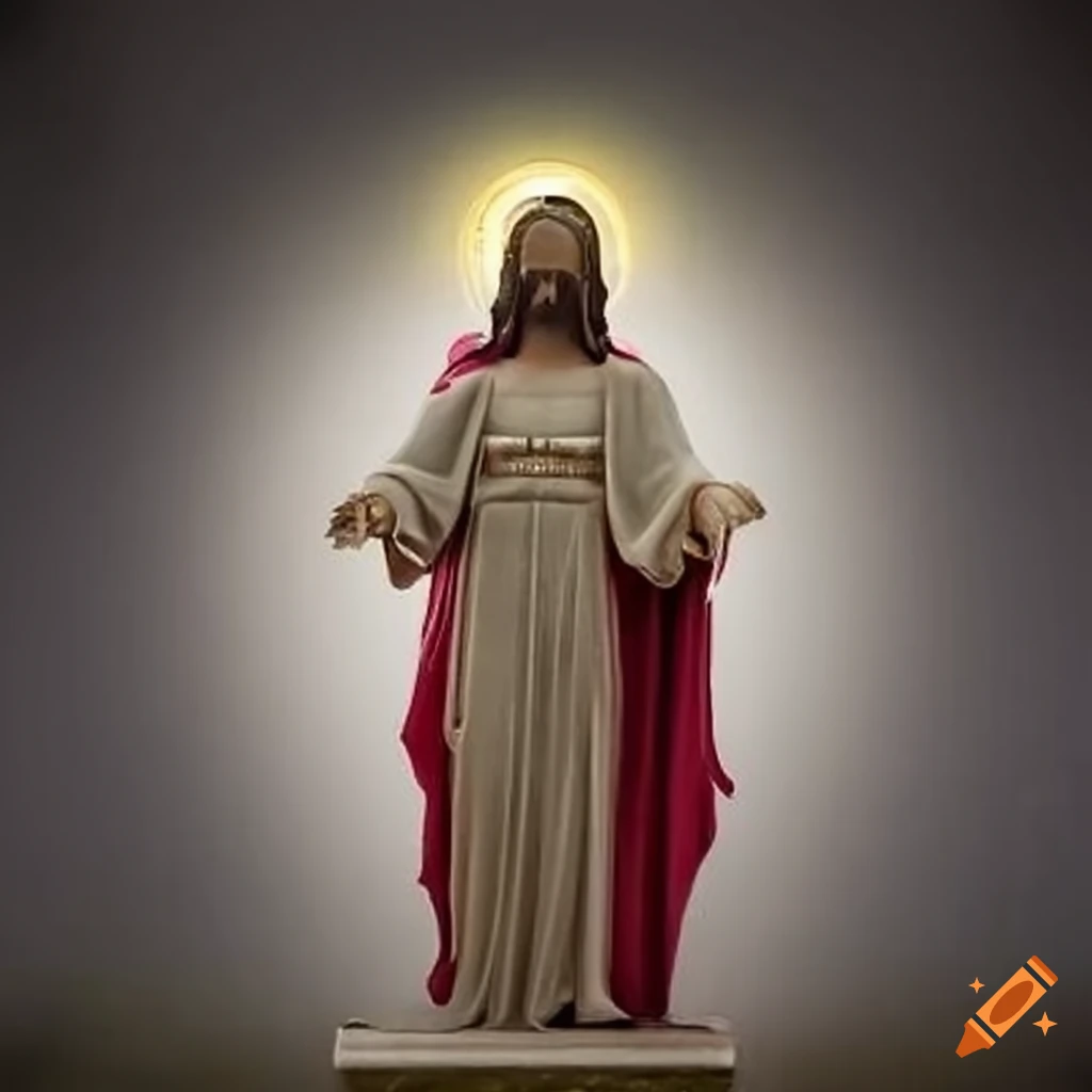 Plastic jesus christ with a halo on Craiyon