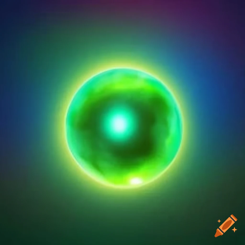Glowing green aura heal orb on Craiyon
