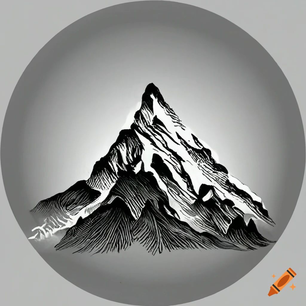 Silhouette of k2 mountain drawn in chinese ink on Craiyon