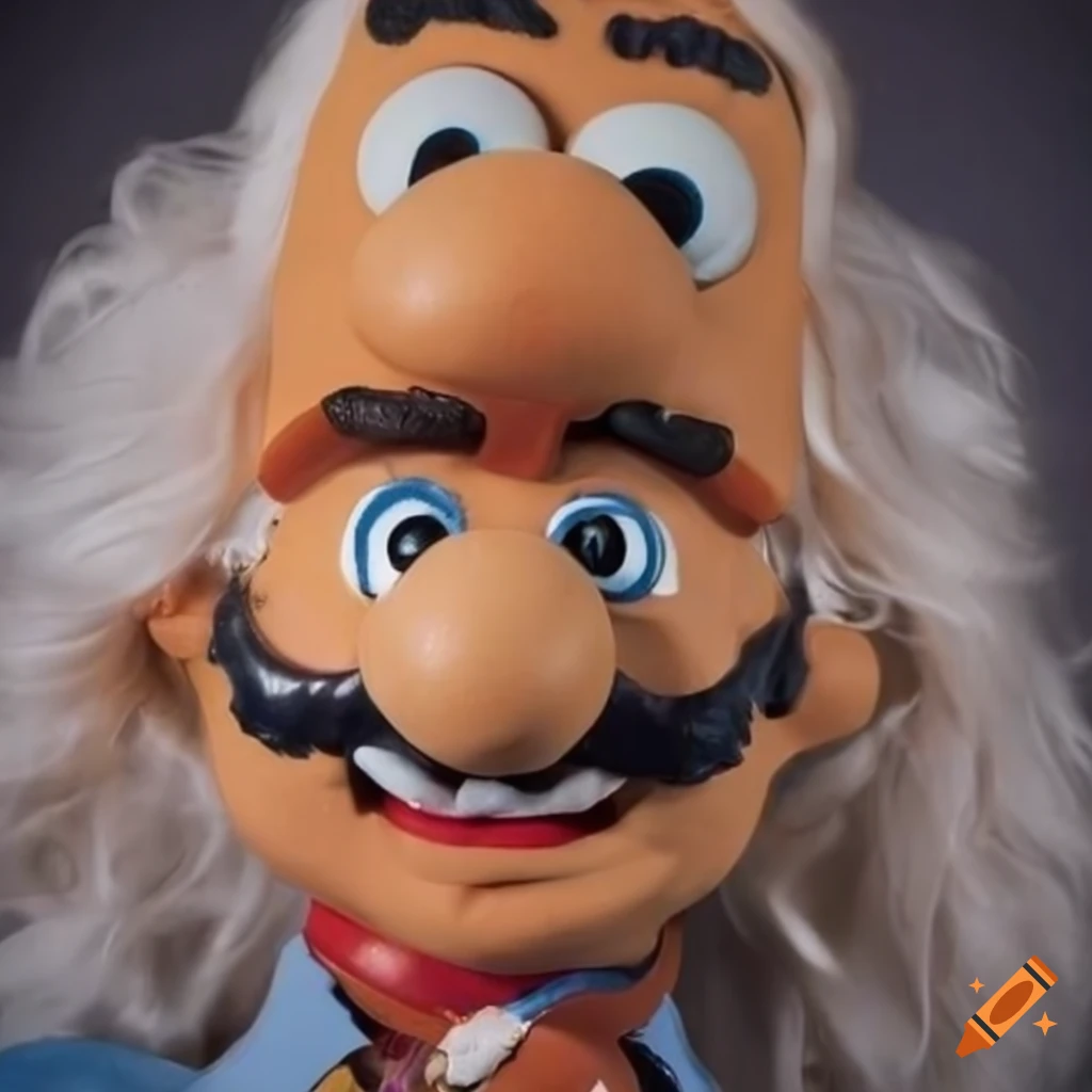 Muppet workshop with medical latex skin resembling mario on Craiyon