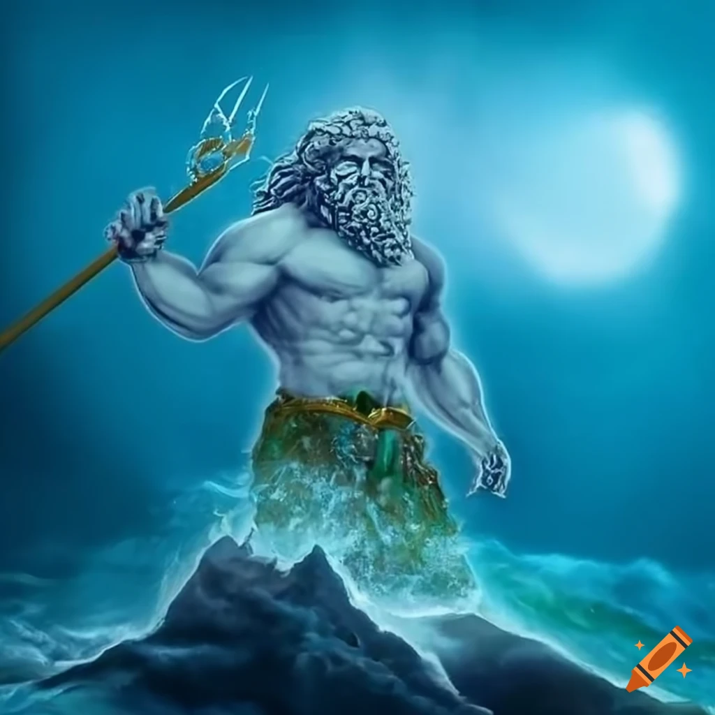 King neptune gazing at the sky on Craiyon