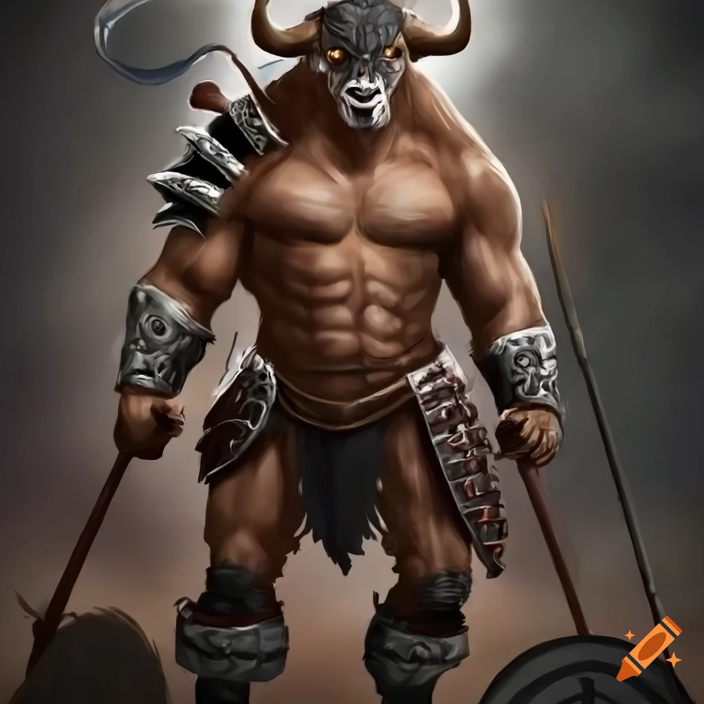 Humanoid bull warrior character on Craiyon