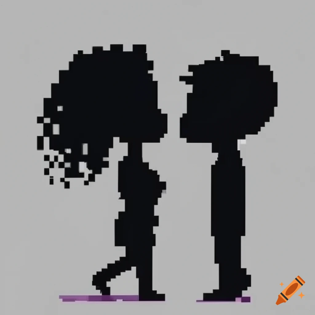 Silhouette of a couple in pixel art style on Craiyon
