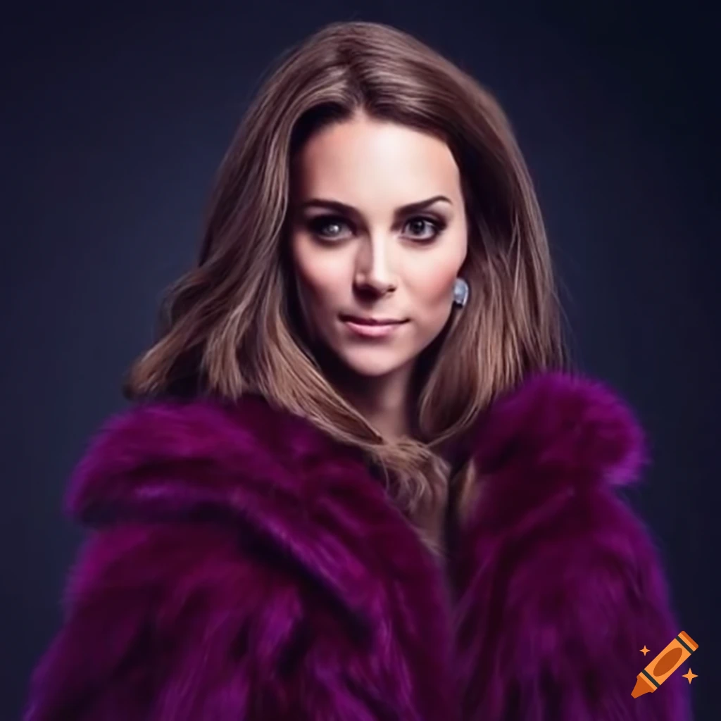Princess kate in electric blue fur coat on Craiyon