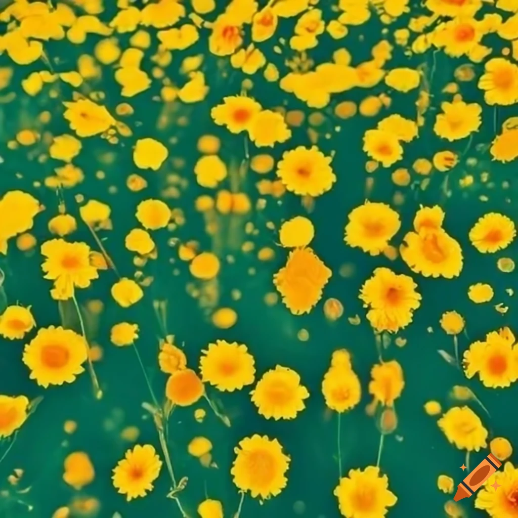 Aerial view of a field of flowers on Craiyon