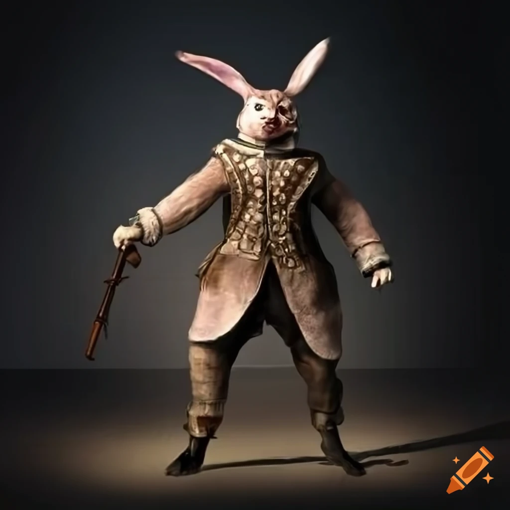 Victorian humanoid rabbit soldier on Craiyon