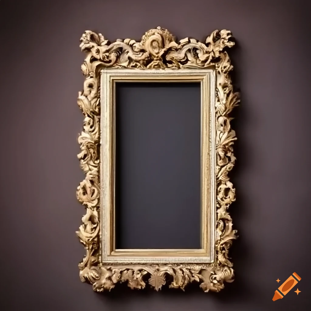 Small ornate picture frame on a wall on Craiyon