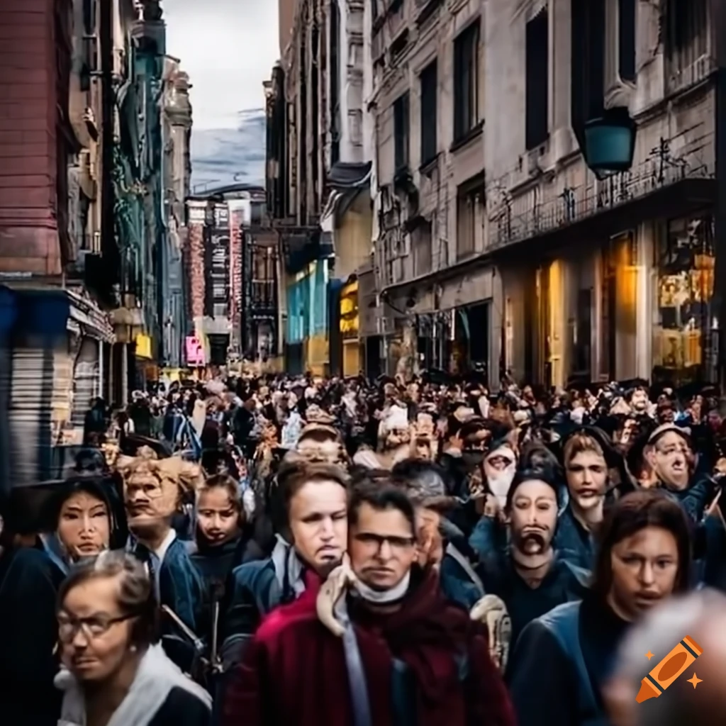 Crowded city scene on a normal day on Craiyon