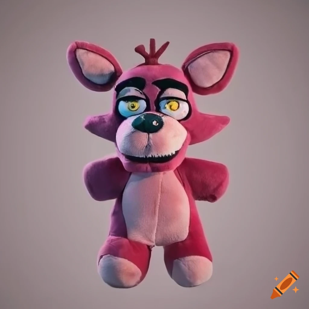 Foxy plush standing and doing a greeting and happy pose on Craiyon