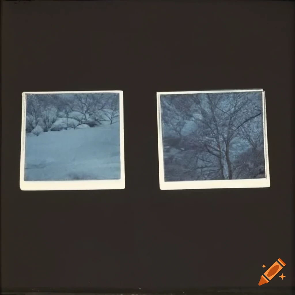 Vintage winter photos captured with a 1970s polaroid camera on Craiyon