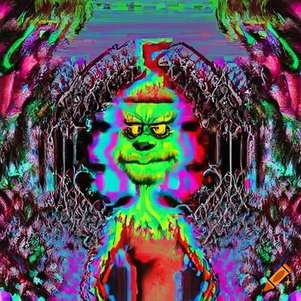 Glitchcore grinch album cover on Craiyon