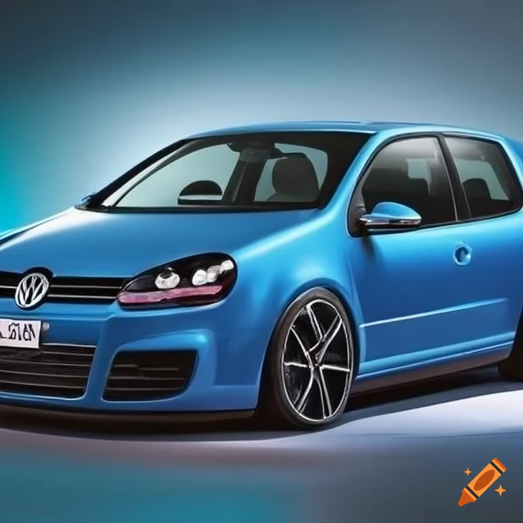 Blue vw golf mk5 with a girl on Craiyon