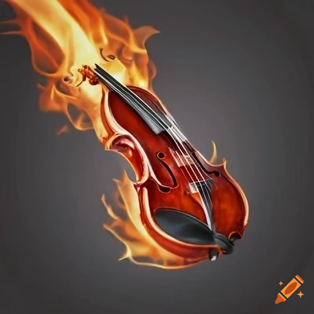 Burning violin on Craiyon