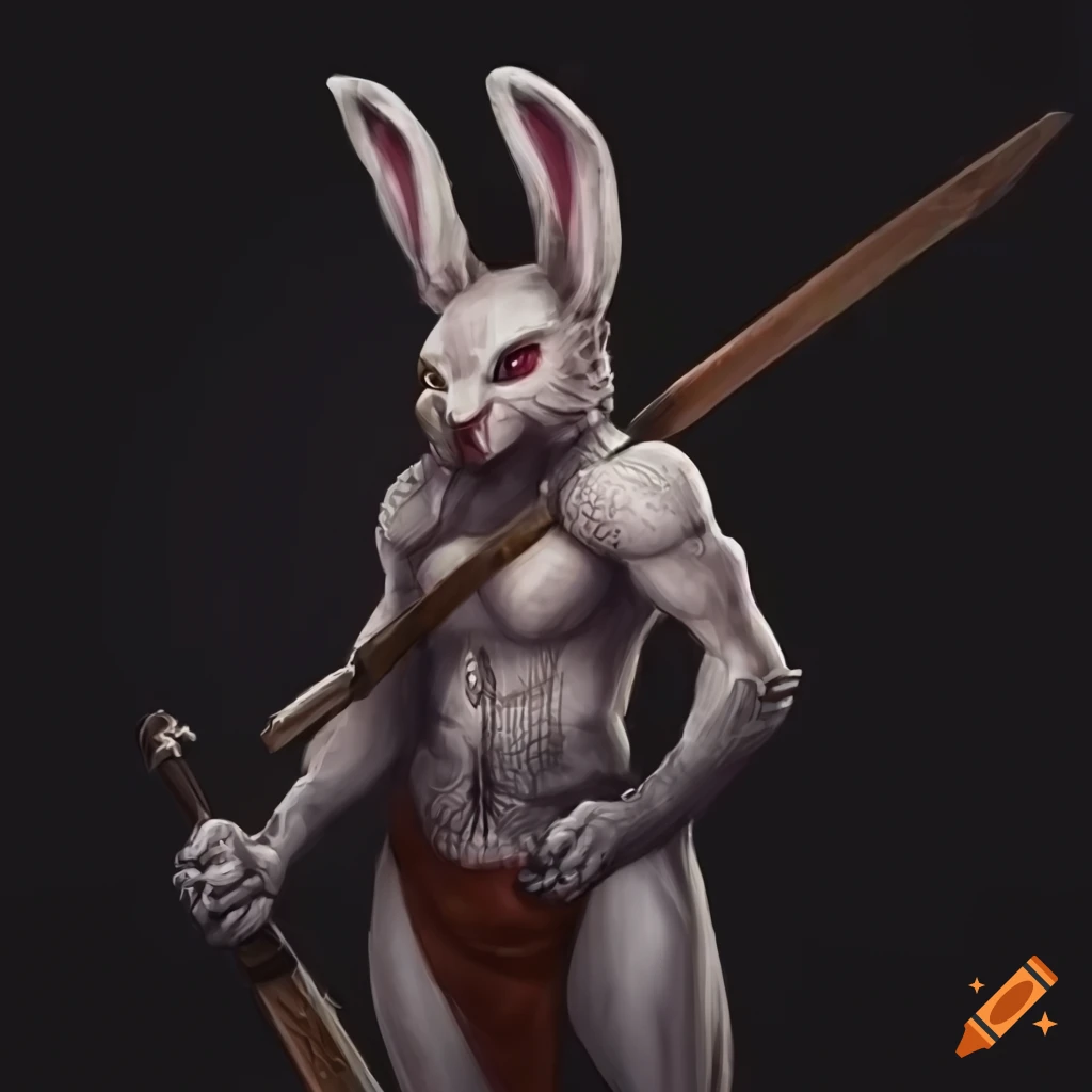 Humanoid rabbit warrior on Craiyon