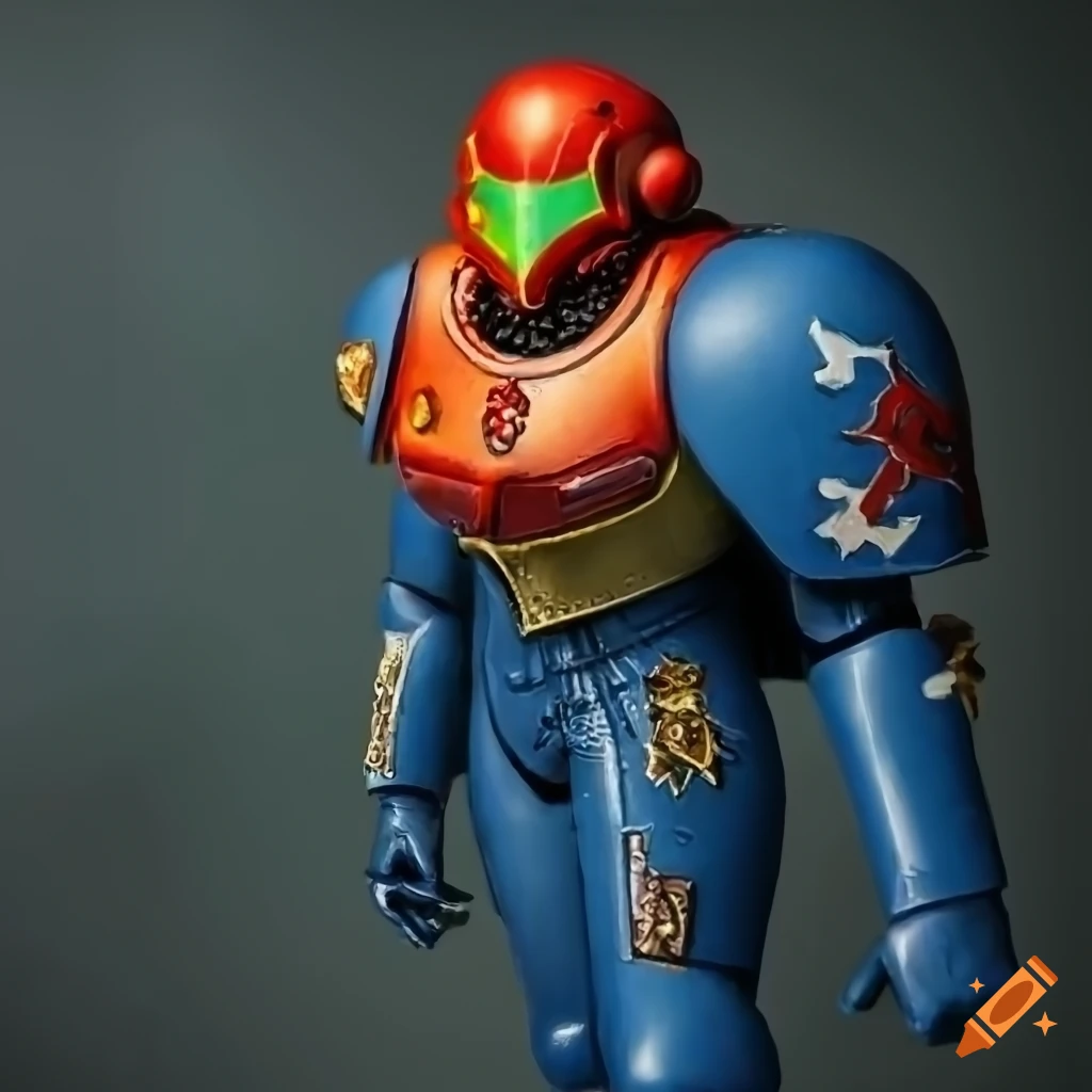 Warhammer space marine version of samus aran on Craiyon