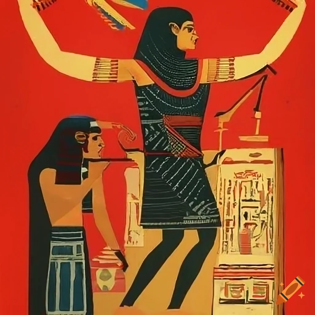 Communist propaganda posters in ancient egyptian style on Craiyon