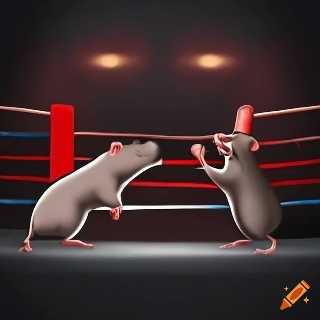 Two rats boxing in a ring on Craiyon