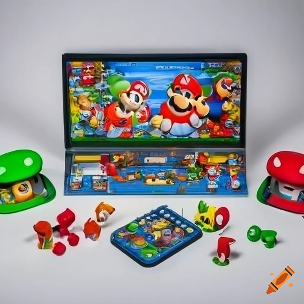 Nintendo board game box featuring mario world characters on Craiyon
