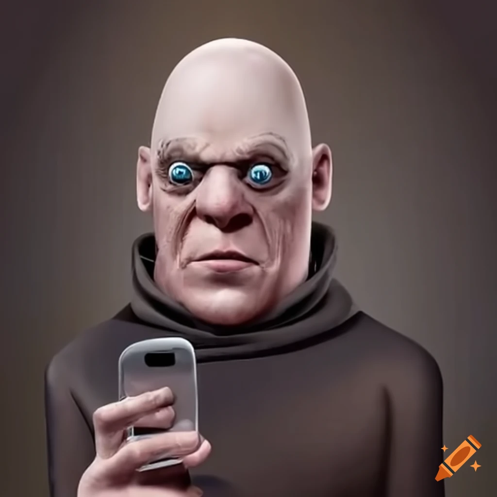 Uncle fester with a new mobile phone on Craiyon