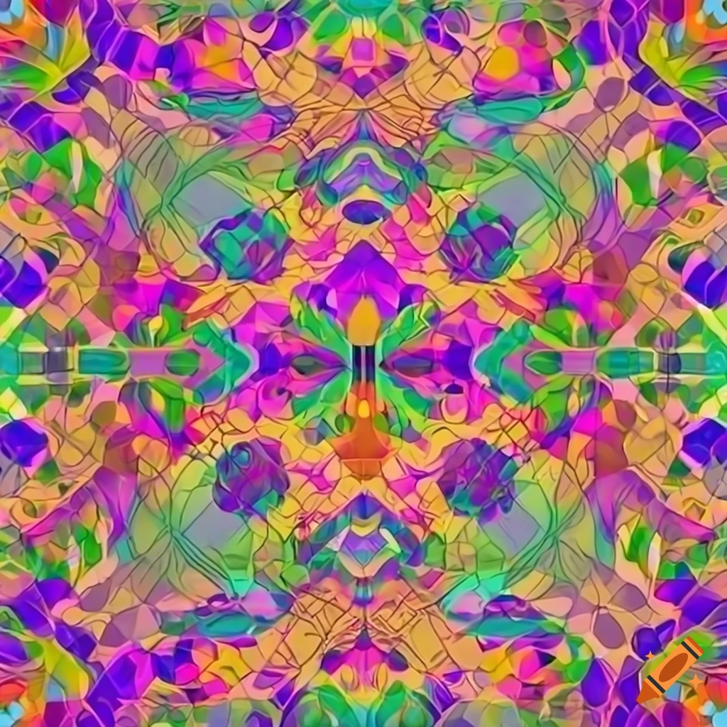 Abstract geometric vector tiling pattern with split complementary color harmony on Craiyon