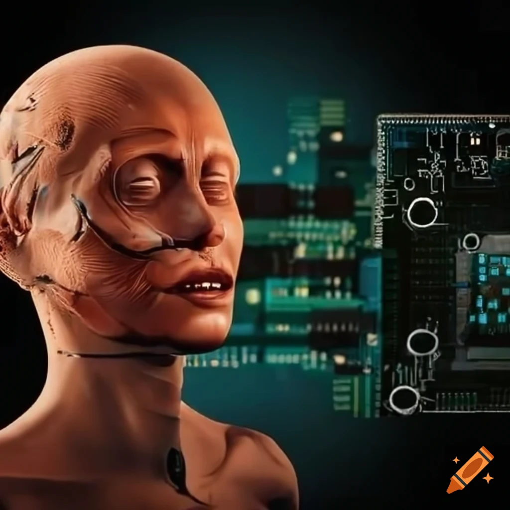 Cycle of human life depicted through a computer chip on Craiyon