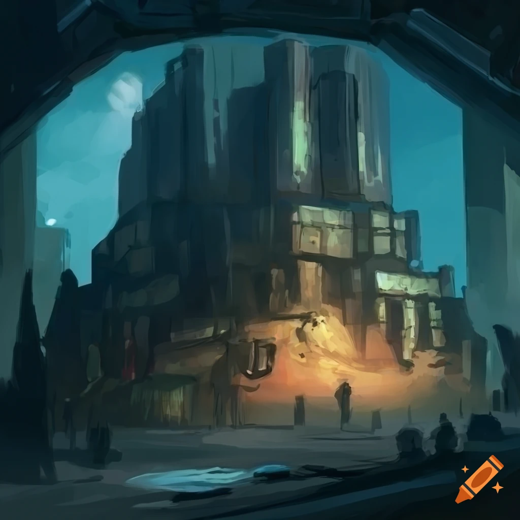 Original sci fi environment concept art on Craiyon