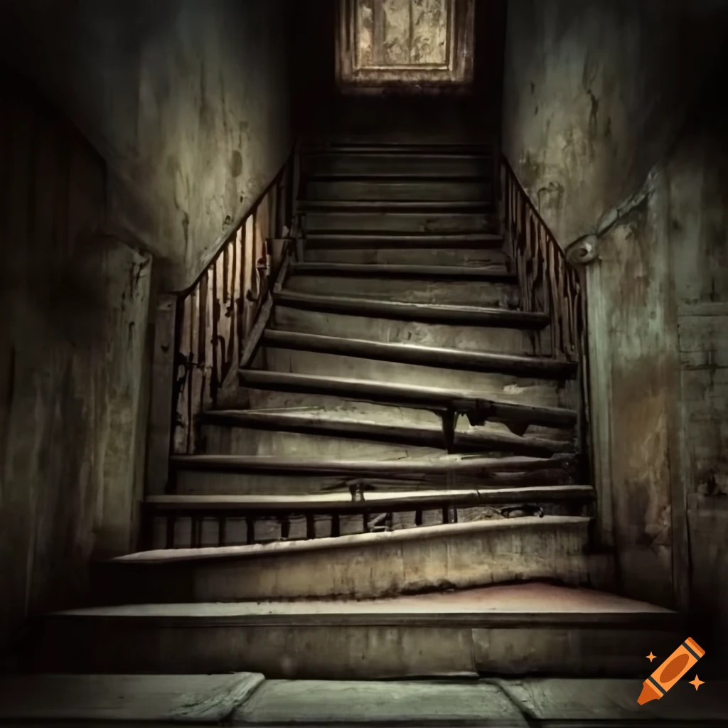 Old and creepy staircase on Craiyon