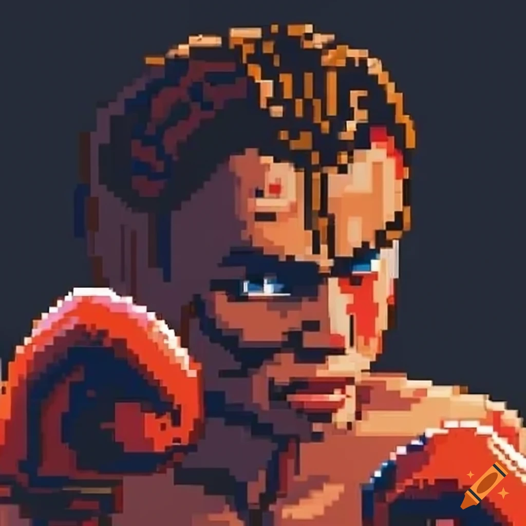 1980's video game boxing tournament player selection screen in 8-bit ...