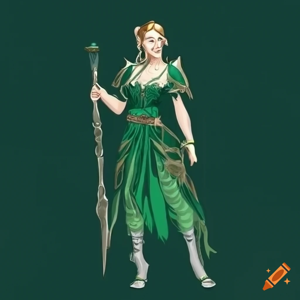 Full-body shot of female elf character with delicate appearance in a ...