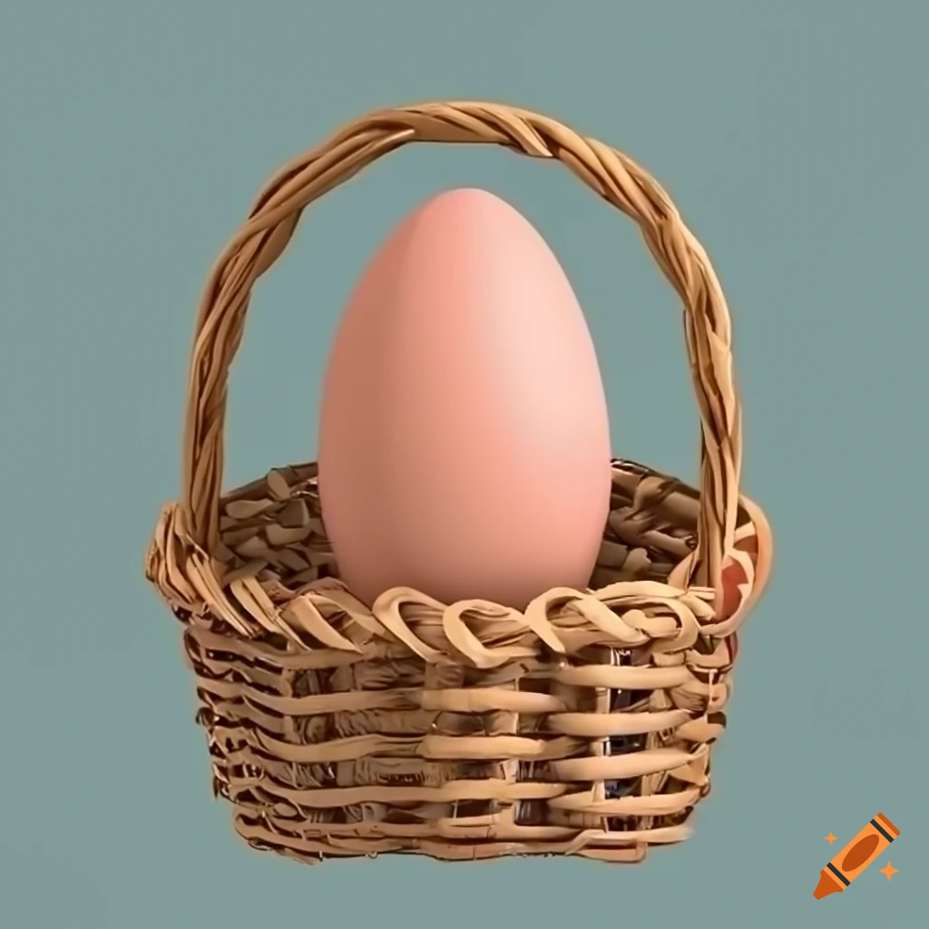 Cute eggs in a small basket in isometric 3d style on Craiyon