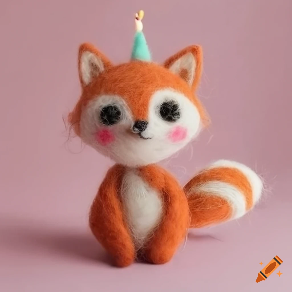 Felted wool cute fox for a dreamy birthday on Craiyon