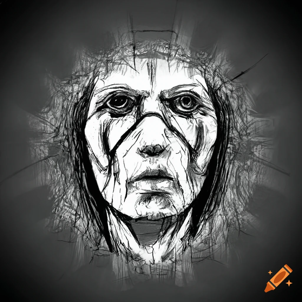 Sketch of a cube face in heavy metal fanzine style on Craiyon