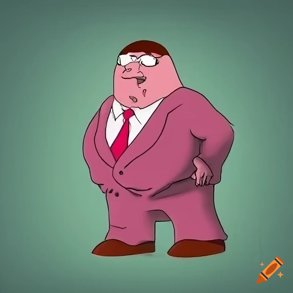 Cartoon character peter griffin wearing a pink suit on Craiyon