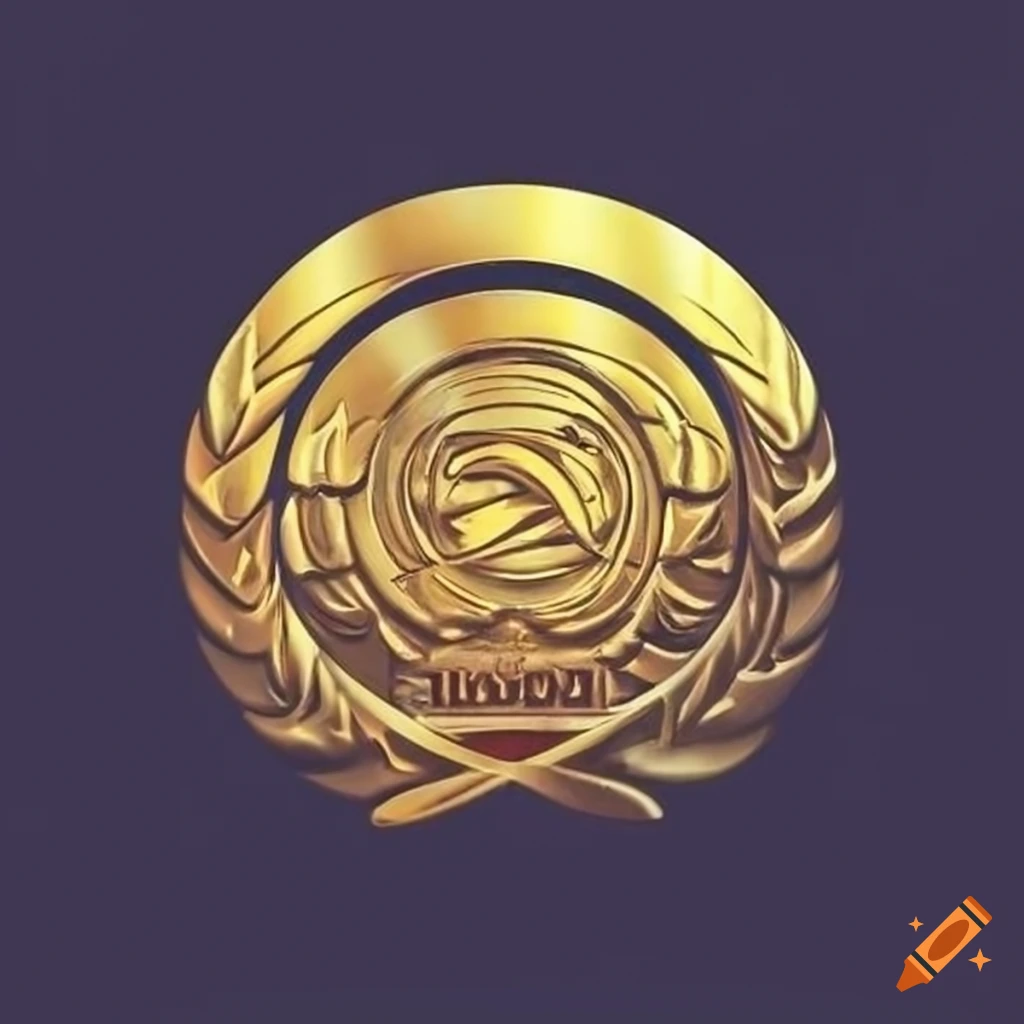 Circular gold logo for mental health department on Craiyon