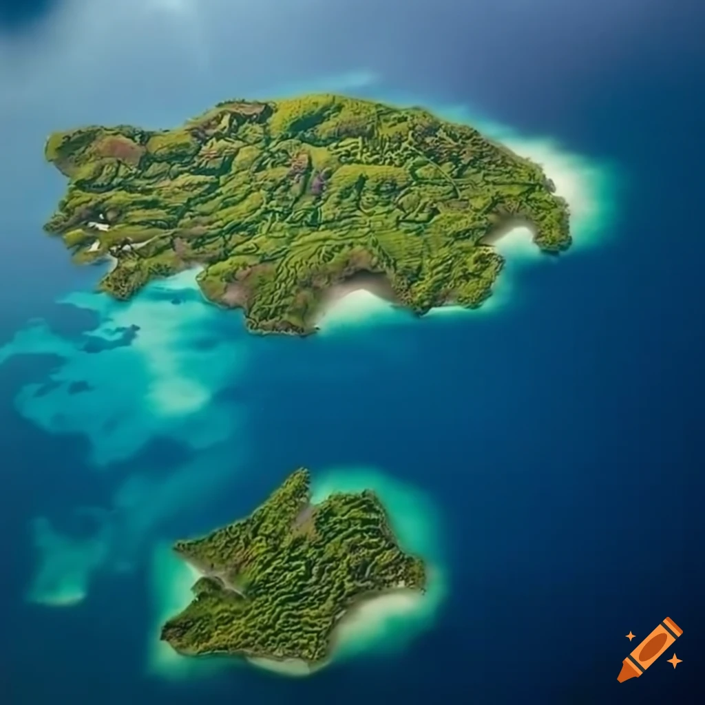 Map of a natural fantasy island on Craiyon