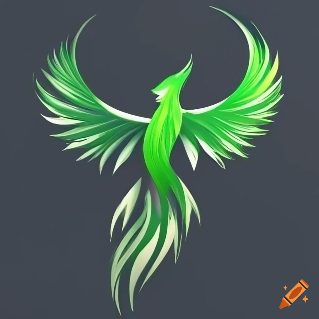 Logo with a green phoenix on Craiyon