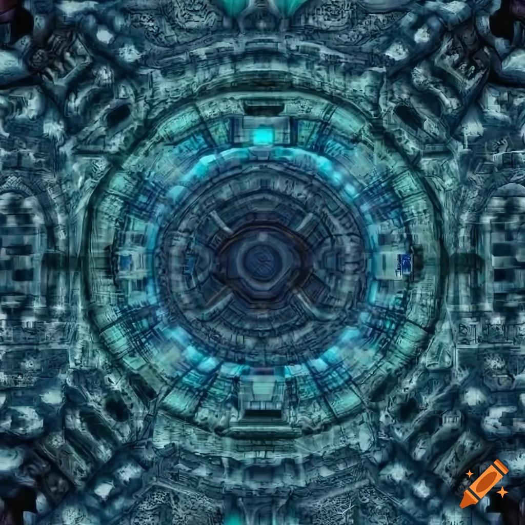 Moebis seamless texture of a futuristic temple on Craiyon