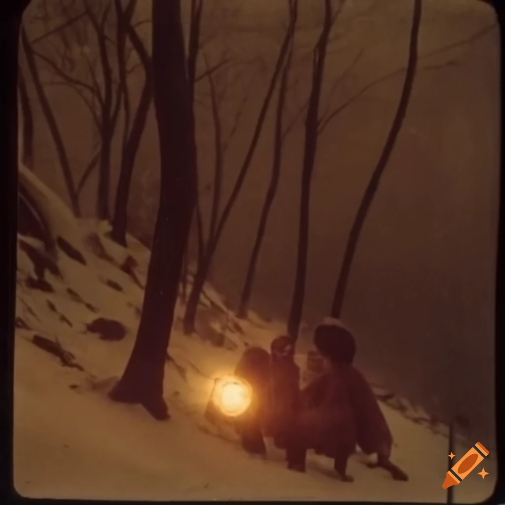 Experimental old winter photo captured on a 1970s polaroid (1934 ...