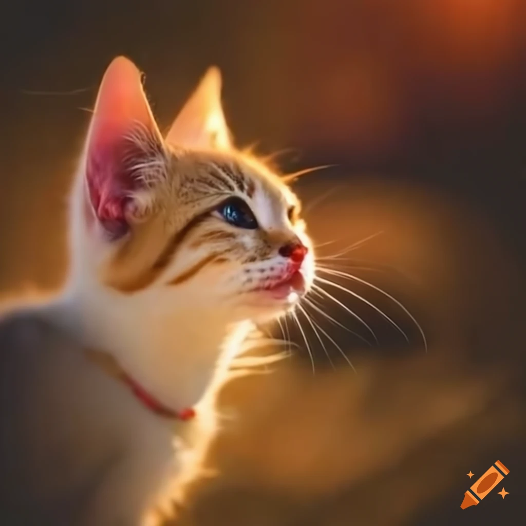 Cute Kitten Observing The Warm Sunrise On Craiyon