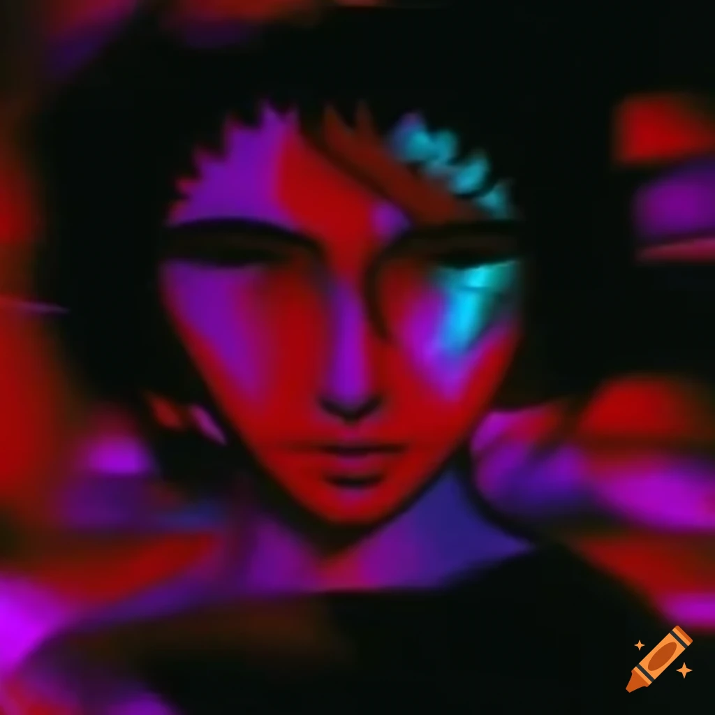 Abstract Y2K landscape with vivid colors and kanji on Craiyon