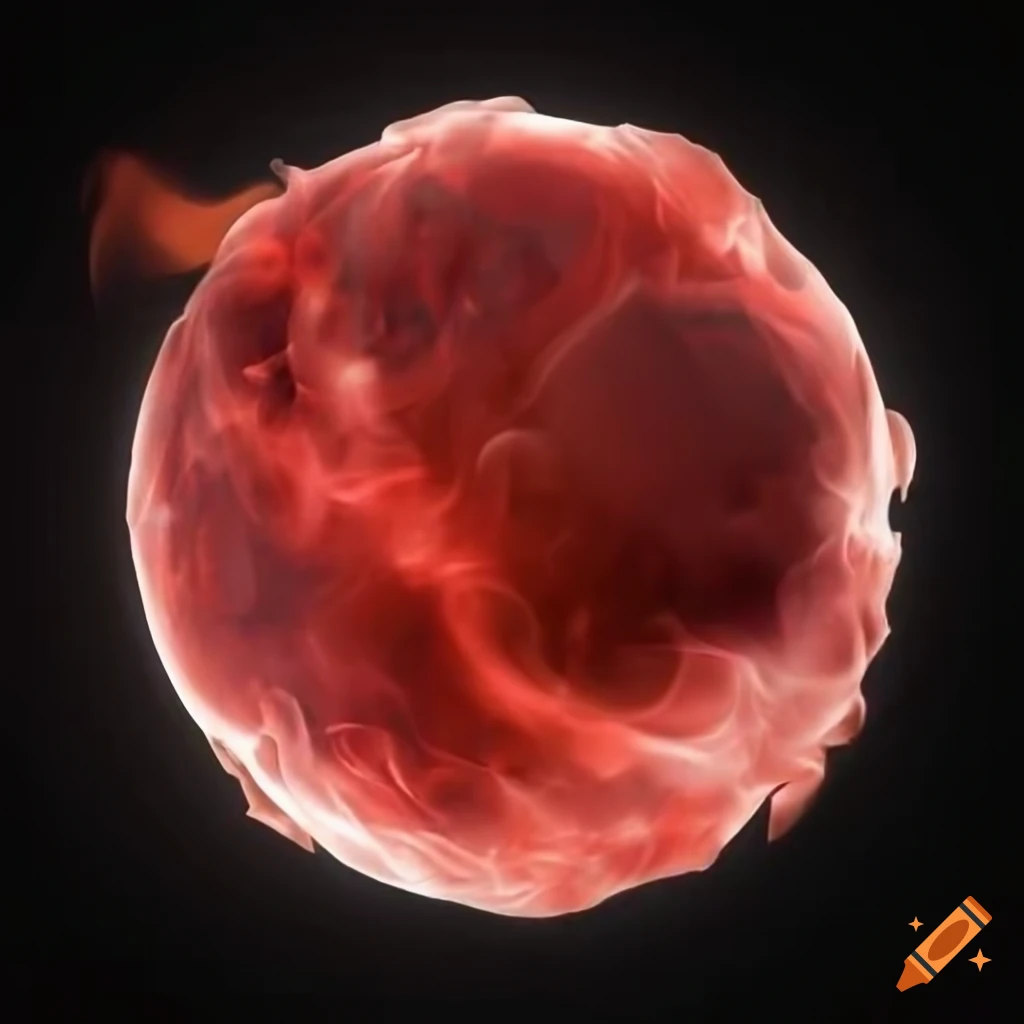 Dark red flaming sphere on black background on Craiyon