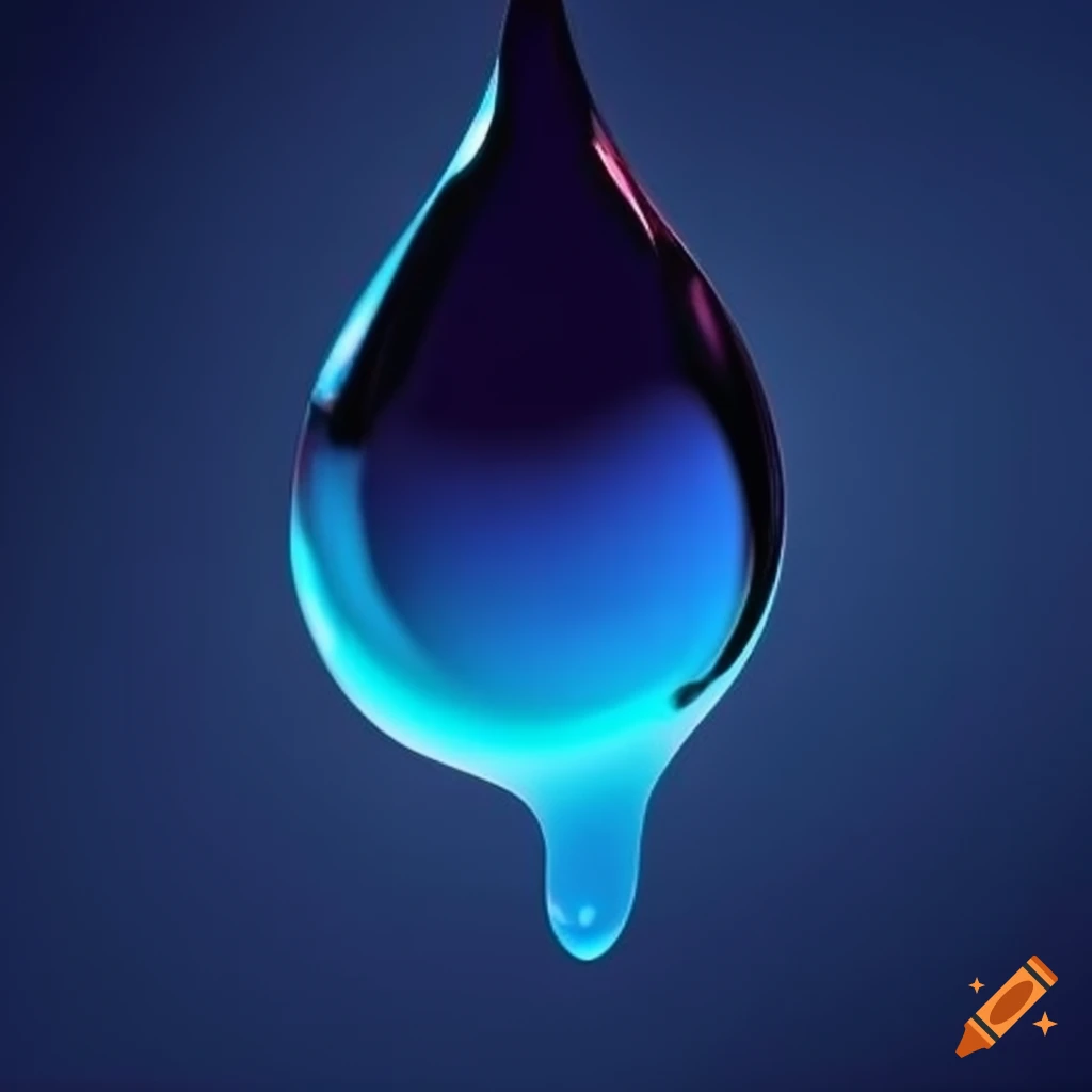 Water droplets and fluidity in cool color tones representing the word ...