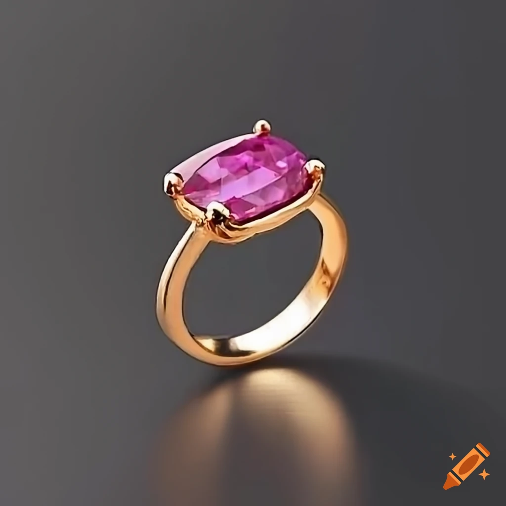 Gold band with a pink ruby ring on Craiyon