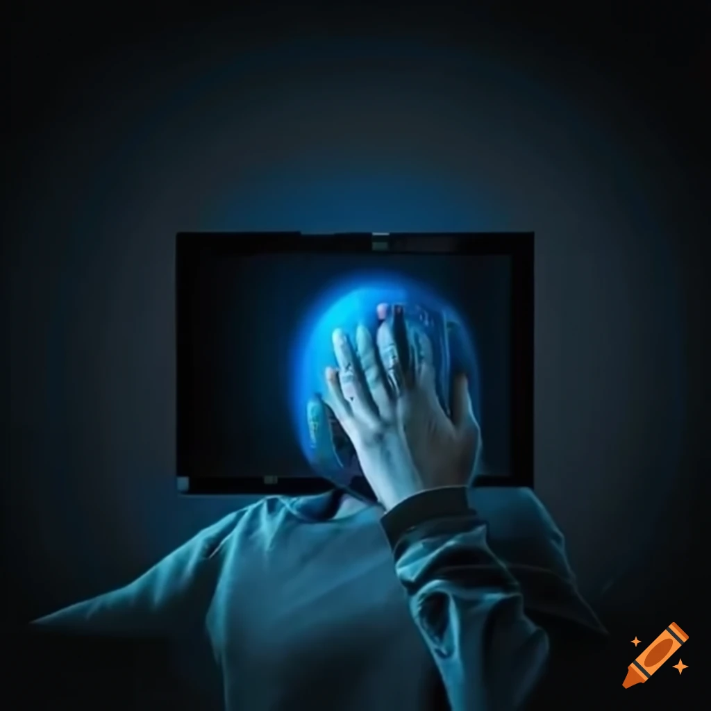 Person trapped inside a computer screen on Craiyon
