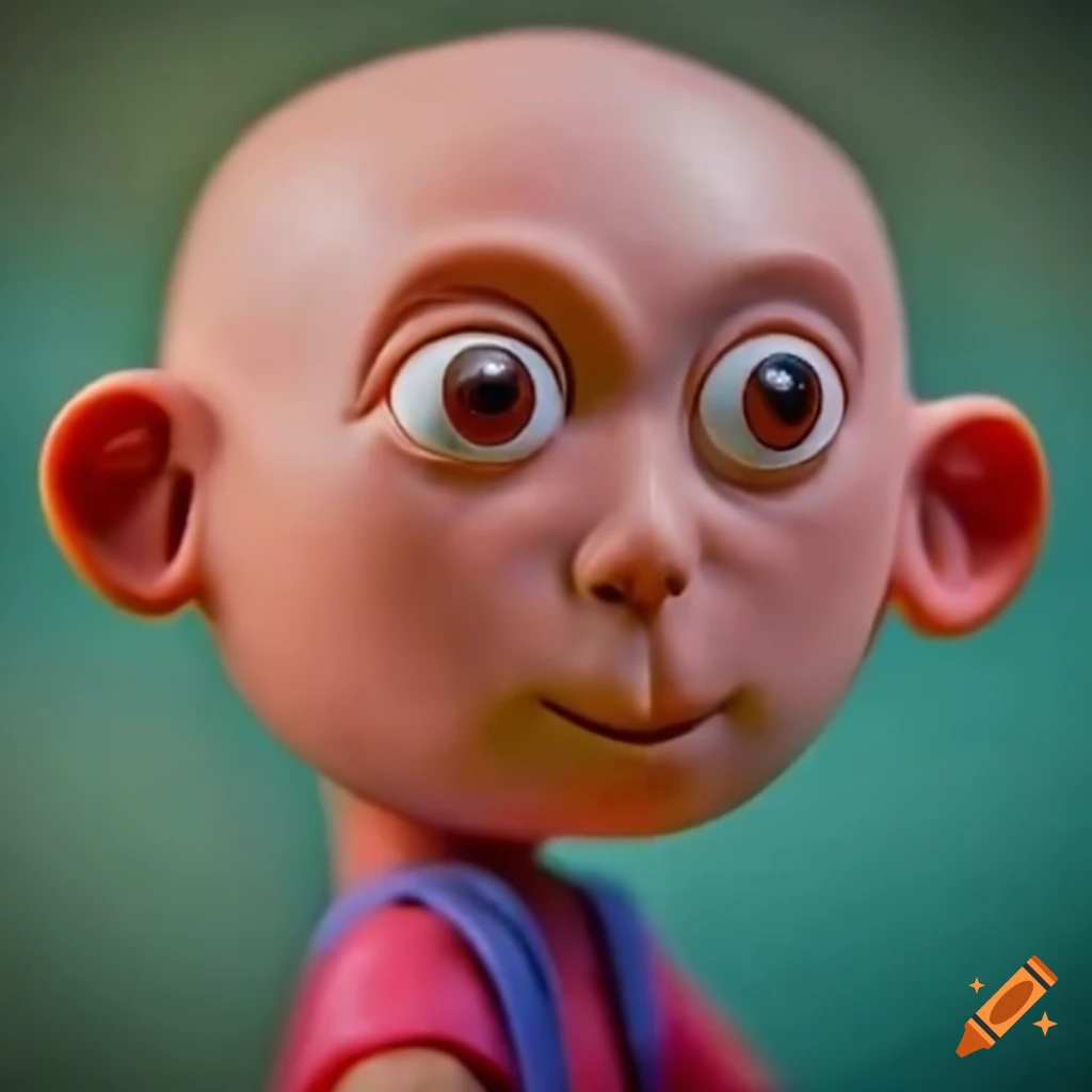 Cartoon character with a giant head on Craiyon